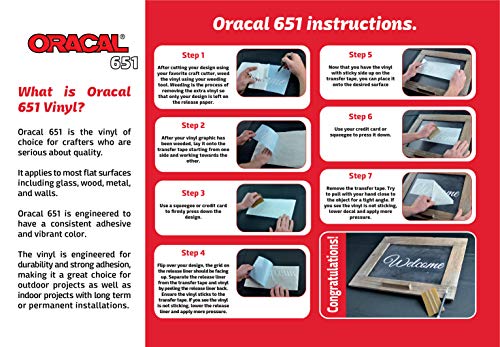 (10 Sheets) Oracal 651 Transparent Adhesive Craft Vinyl for Cricut, Silhouette, Cameo, Craft Cutters, Printers, and Decals - 12" x 12" - Gloss Finish - Outdoor and Permanent