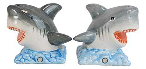 "Home Décor Accents" Ceramic Nautical Ocean Great White Sharks Salt And Pepper Shakers Figurine Set - Home Accents 33-kl1-9039