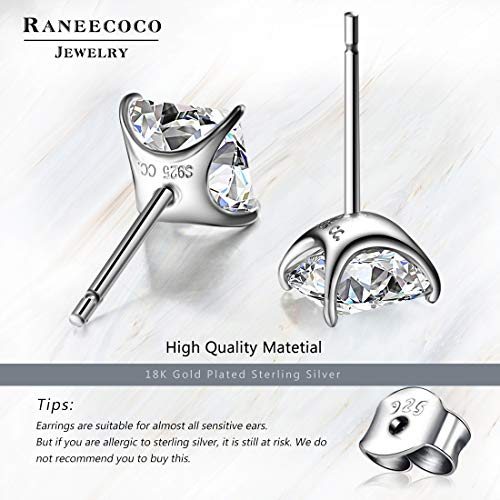 "STUNNING FLAME “18K White Gold Plated Sterling Silver Princess Cut Cubic Zirconia Stud Earrings for men women(w-7)