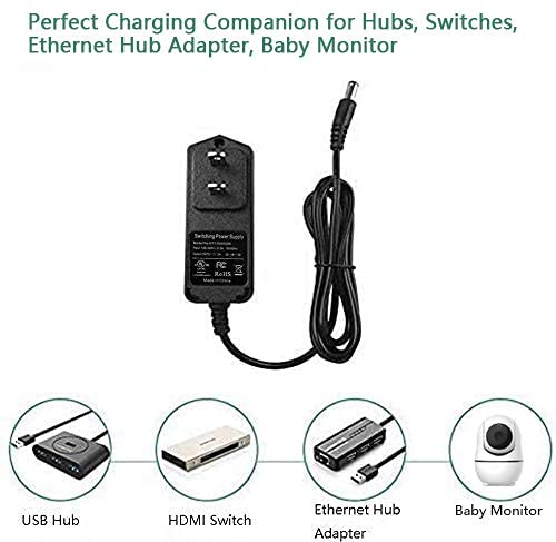 (2 Pack) 5V 2A Power Supply Adapter, BOLWEO AC 100-240V to DC 5V 1A Adaptor Cord Compatible with Baby Monitor,TV Box, Speaker, Camera,Audio/Video, 5V Router, DC Jack Barrel 5.5mmx2.1mm