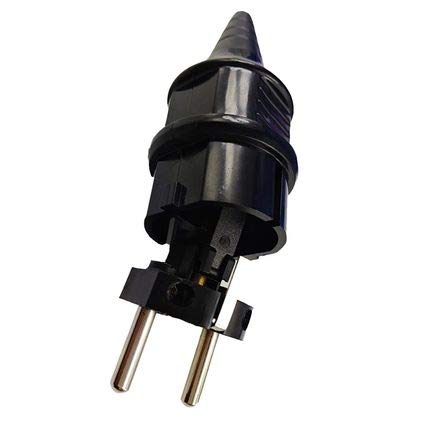 (2 Pack) Tekit Schuko France Germany EU ø4.8mm Pin DIY Rewireable Power Plug 250V 16A,Quality European Rewireable Two Round Plug CCE 7/7 Standard Plug(Coated Black)