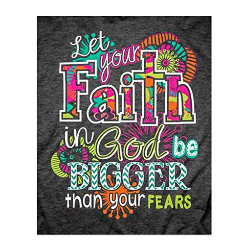 āFaith In God-Bigger Than Fearsā-Inspirational Wall Art Sign-8 x 10" Shabby Chic Abstract Poster Print-Ready to Frame. Home-Bedroom-Office-Dorm-Church DĆ©cor. Perfect Christian Gift for Teens!