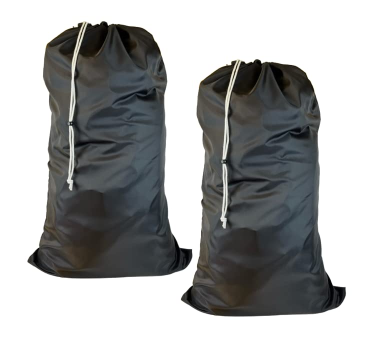 ( 2 Pack ) Multipurpose Extra Large Heavy Duty Nylon Laundry Storage Bag, size: 30" x 50", with Drawstring, Machine Washable, color: Black