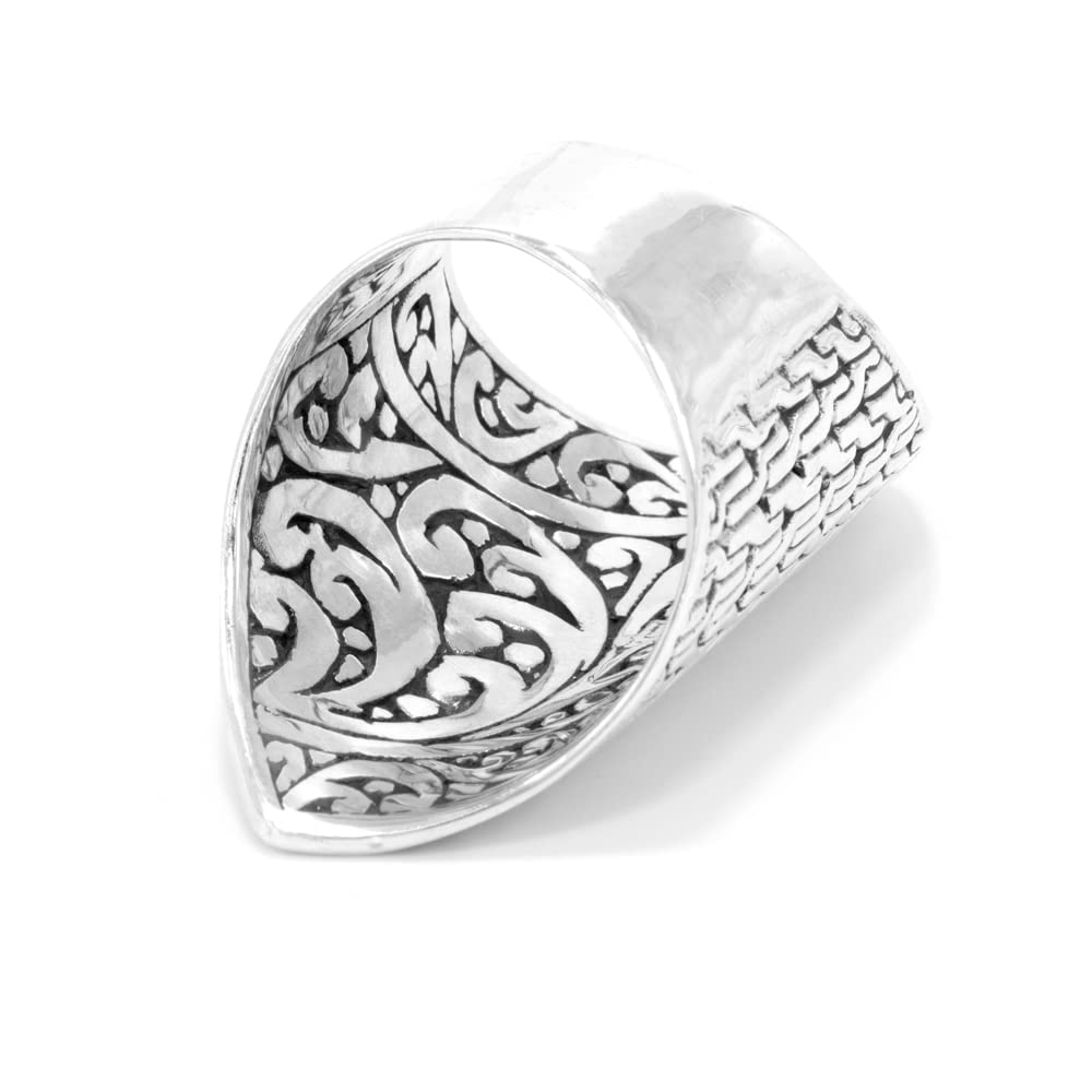 .925 Sterling Silver 39MM Tapered Chainlink Statement Ring - Handmade by Bali Artisans - Size 9