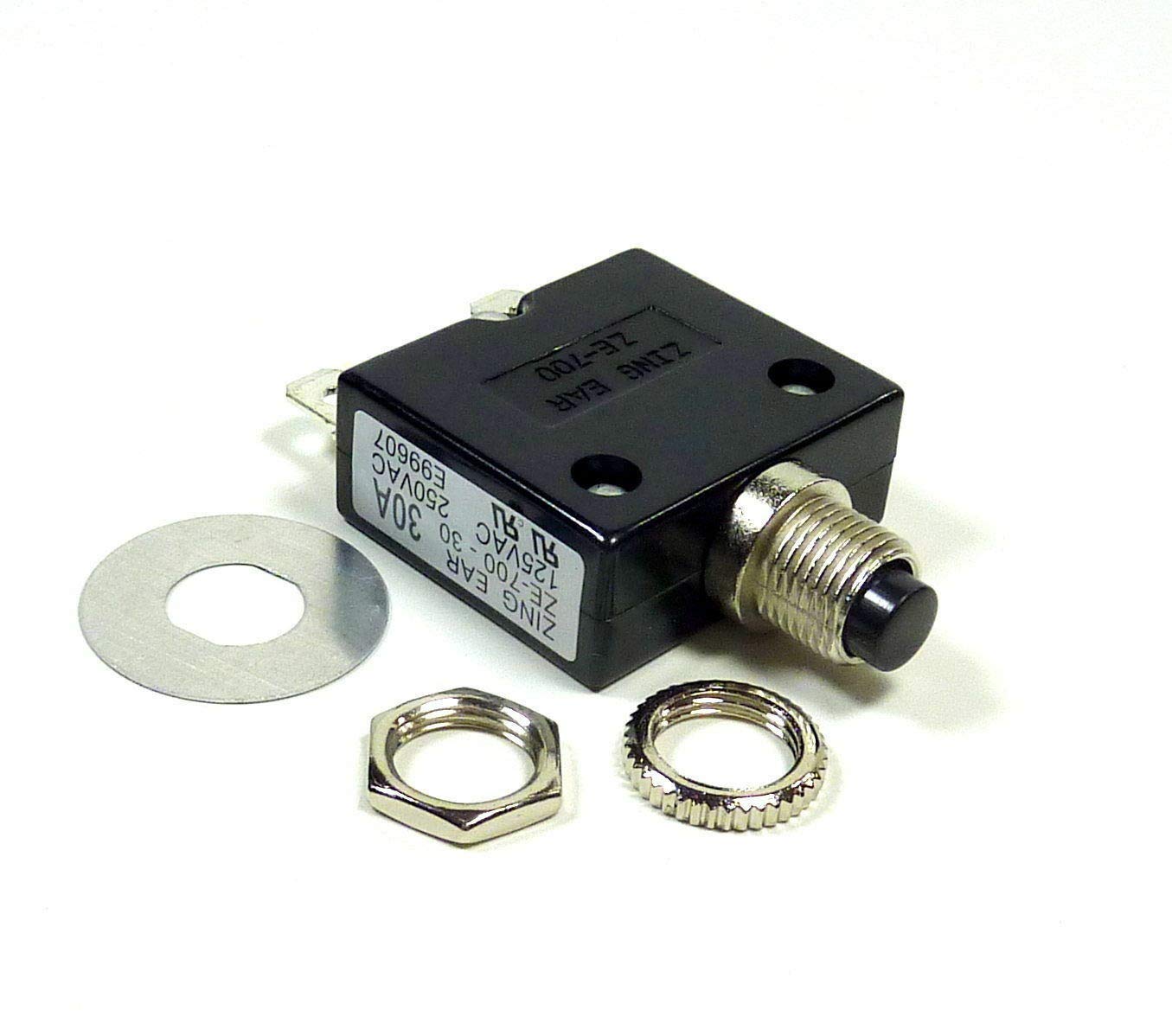 (2-Pack) Philmore B7030 30 Amp Push Button Circuit Breaker 32V DC or 250V AC