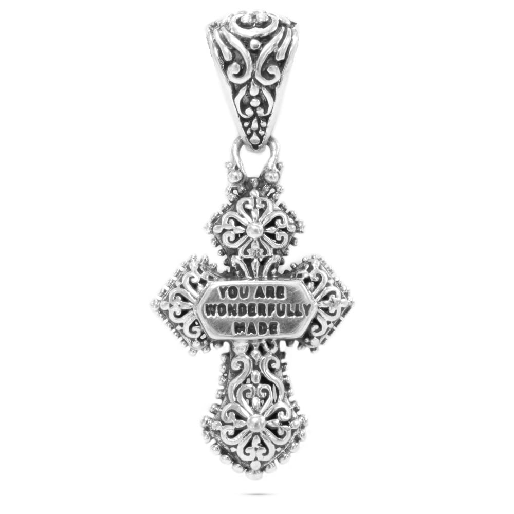 .925 Sterling Silver 18" + 2" Adjustable Extender Janyl Adair "You are wonderfully made" Inspirational Cross Necklace