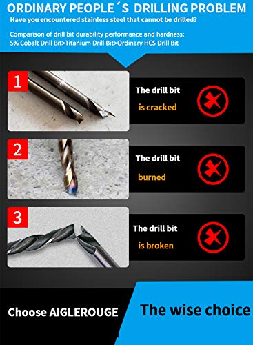 (21Pcs Set+3 Pcs Free) 1/16"-3/8" cobalt drill bit set, containing 5% cobalt,quenched and finely polished, suitable for hard metals, stainless steel, cast iron and other hard materials