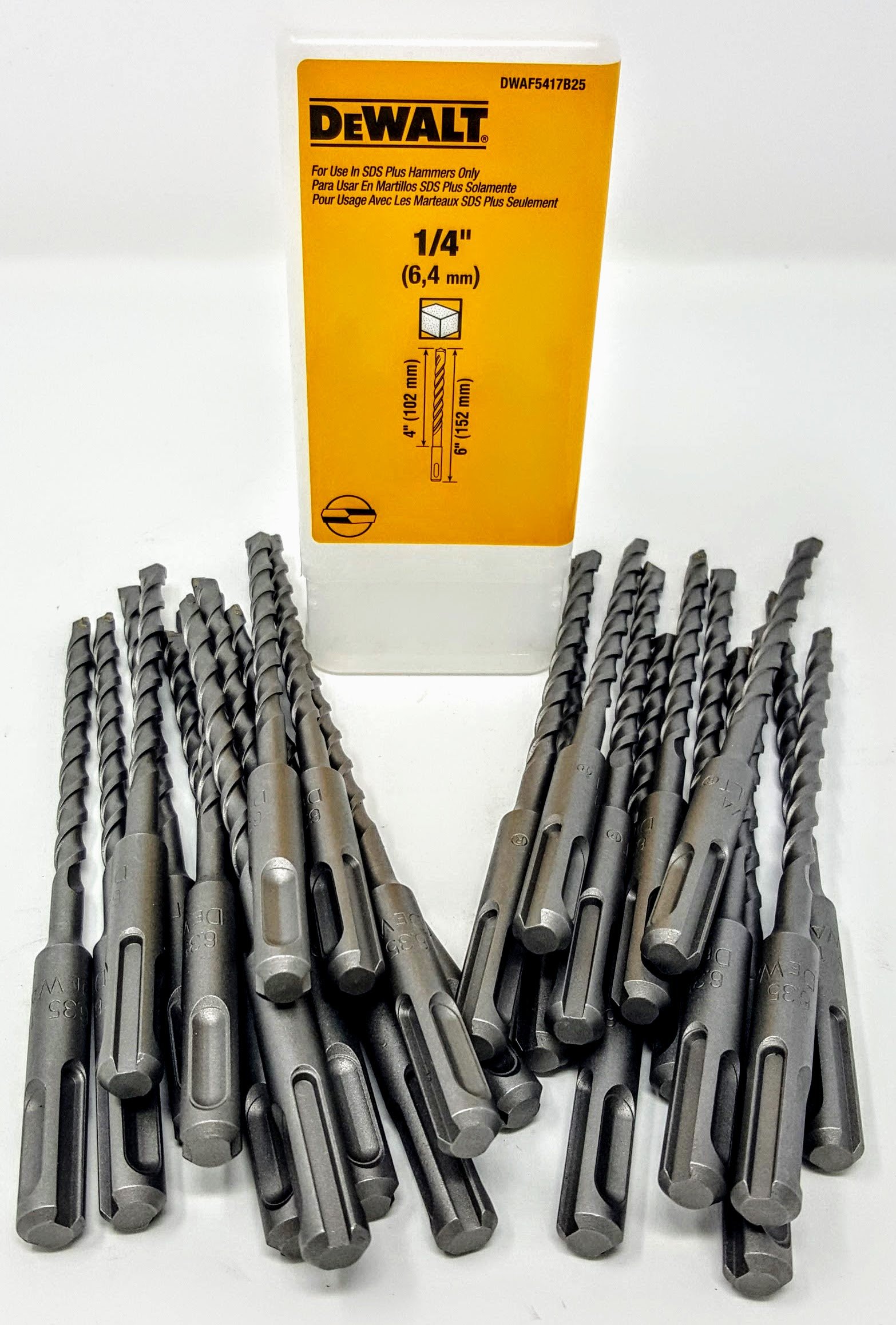 (25-pack) Dewalt DWAF5417B25 DWAF5417 1/4" x 6" SDS Rotary Hammer Bits