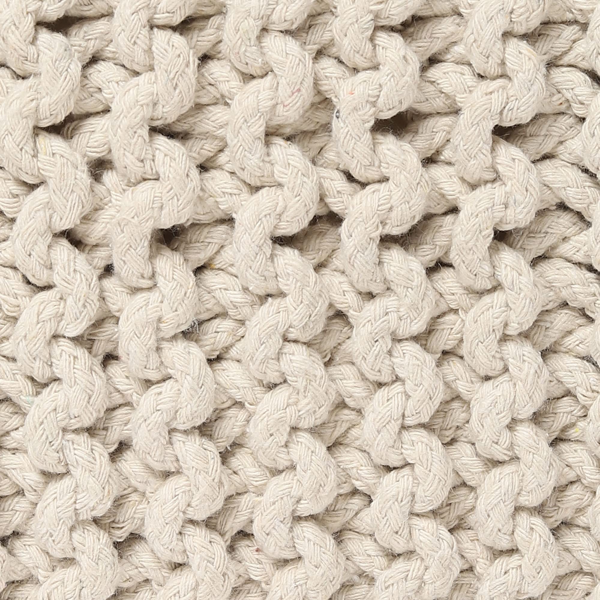 · · REDEARTH · Cube Low Pouf Foot Stool Ottoman - Hand Knitted Poof - Cord Boho Pouffe - Home Décor - Stuffed Footrest for Living Room - Nursery - Bedroom - Covered Patio (16" x 16" x 8") - Ivory