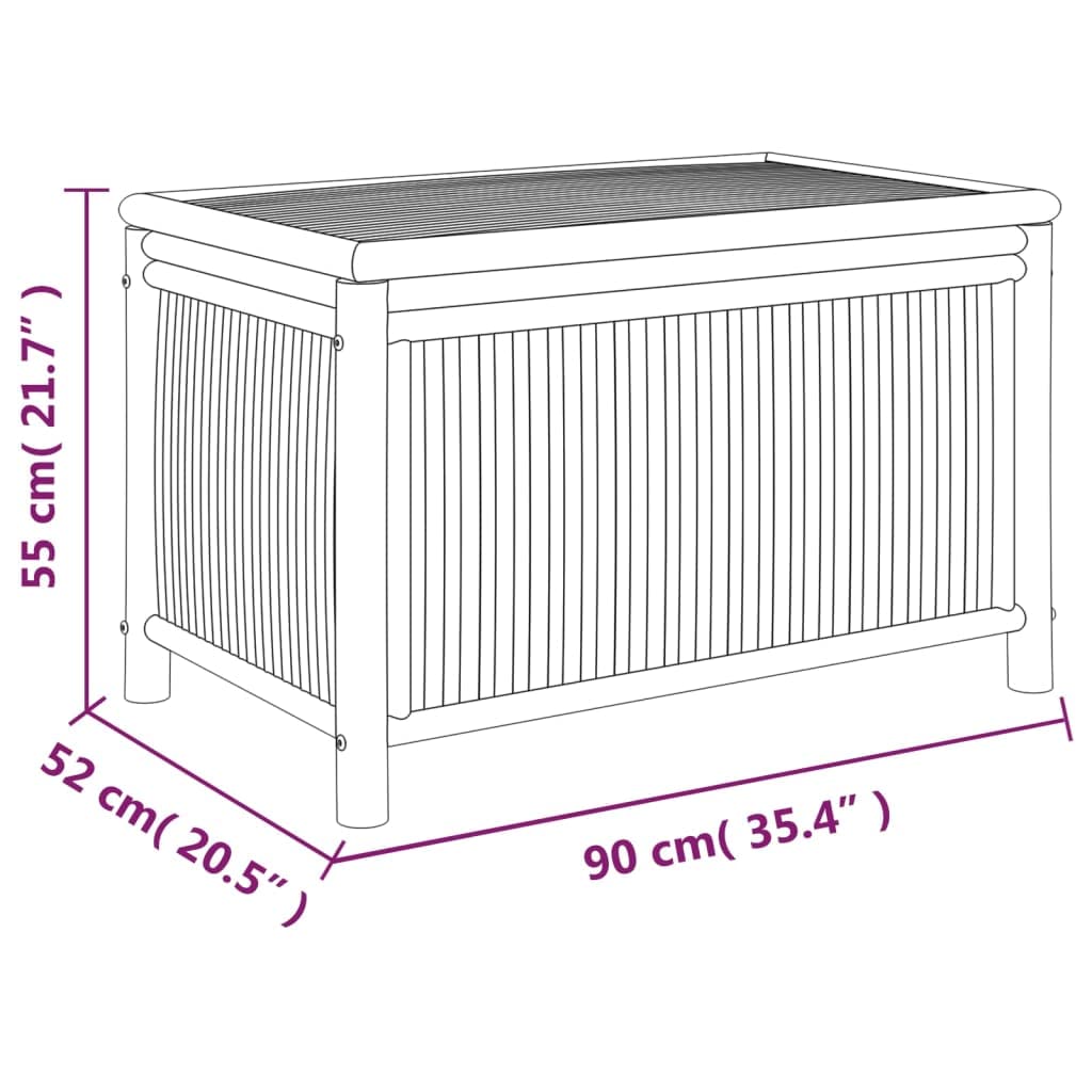 'vidaXL Farmhouse Style Bamboo Garden Storage Box - Versatile Outdoor Storage Bench with Ample Space and Weather Resistance., Brown, 319875