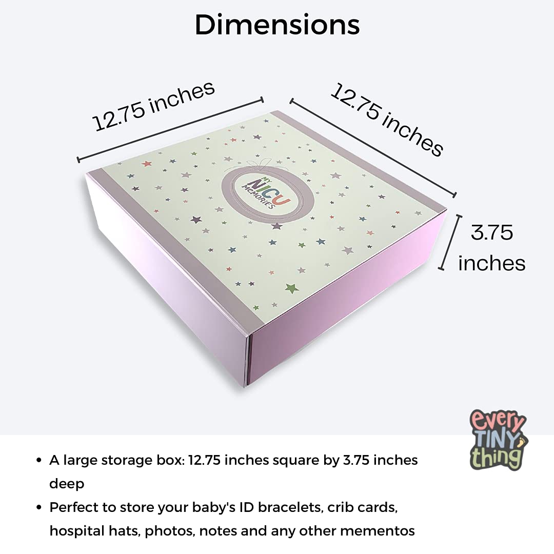 "My NICU Memories" Keepsake Box - Magnet Closure Box for Storing NICU Memorabilia (White, Large)