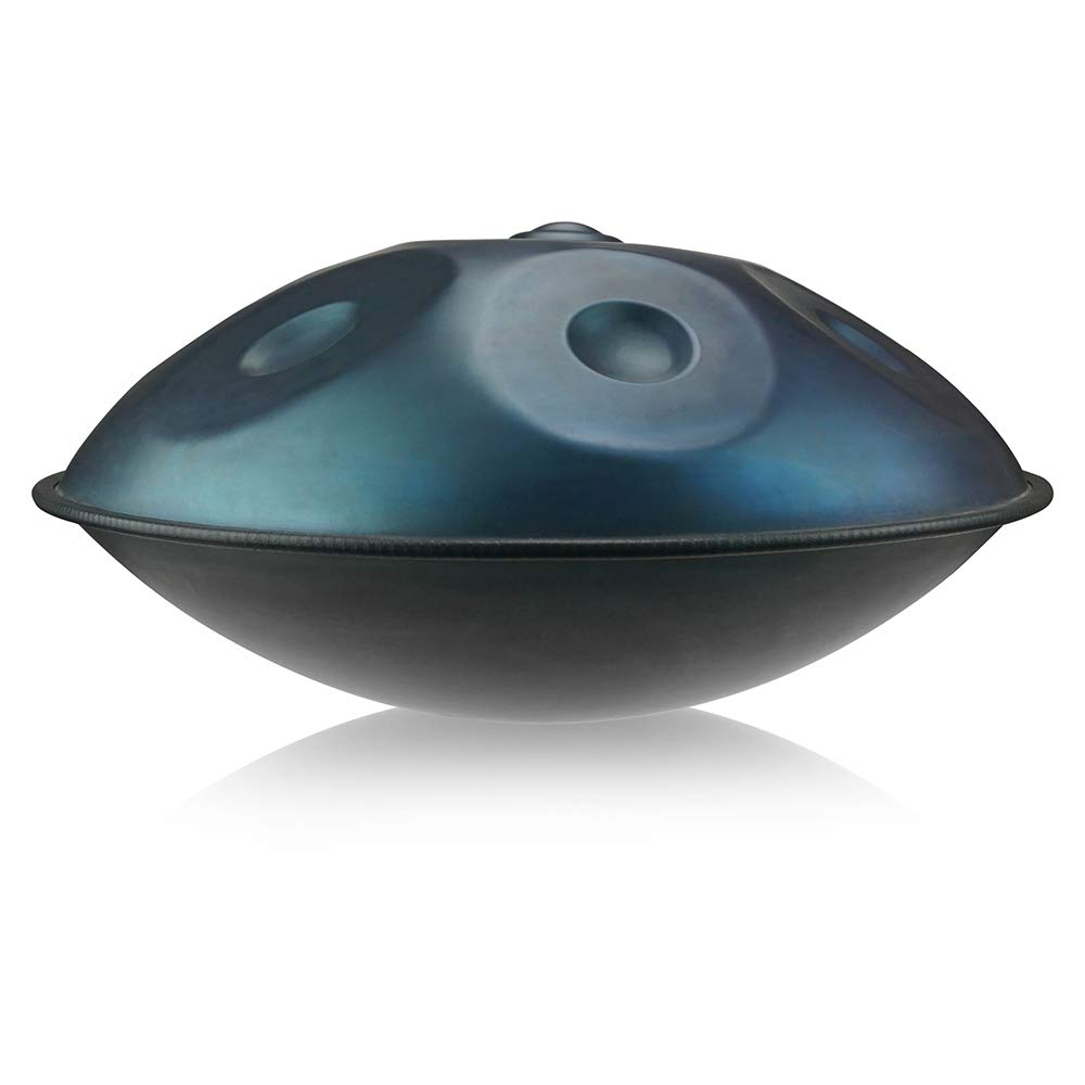"Lark Music" hand pan in D Minor 9 notes steel hand drum + Soft Hand Pan Bag (22.8" (58cm), Deep Blue (D Minor), Gift Idea
