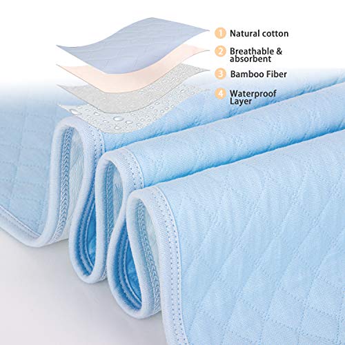 [Upgrade] CLOVERCAT 2 Pack Large Size 35x27” Bed Pads Washable Waterproof Mattress Protector, Reusable Incontinence Pee Pads for Bed Wetting Toddlers, Adults, Elderly, Women or Kids, Children
