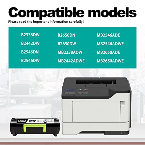 (2 Pack, Black) B2338 B231000 Compatible Toner Cartridge Replacement for B2338dw B2442dw B2546dn B2546dw B2650dn B2650dw MB2338adw MB2546adwe Printer Toner Cartridge, by Sold XENONK