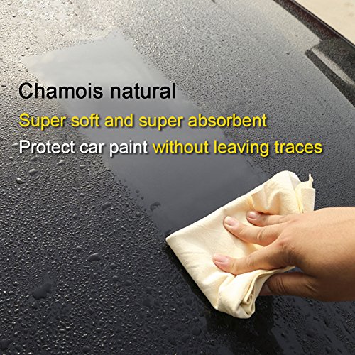 (2 Pack) Car Cleaning Natural Chamois Cloth,Leather Auto Car Wash Drying Towel, for Car Vehicle Cleaning Accessories,(18" x25'' 2-Pack)