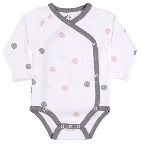 Asher & Olivia Baby Kimono Side Snap 3 Pc Girl Long Sleeve Bodysuit Set (Polka Dots, Newborn)