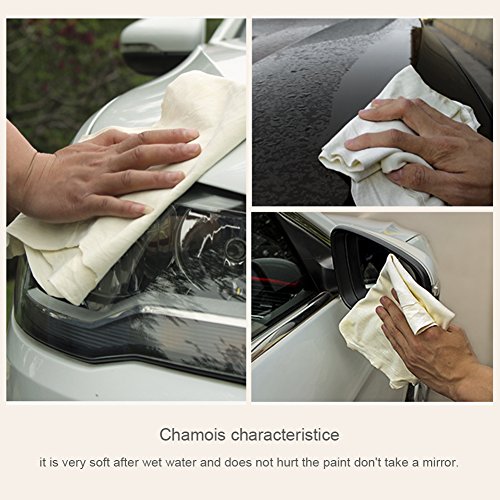 (2 Pack) Car Cleaning Natural Chamois Cloth,Leather Auto Car Wash Drying Towel, for Car Vehicle Cleaning Accessories,(18" x25'' 2-Pack)