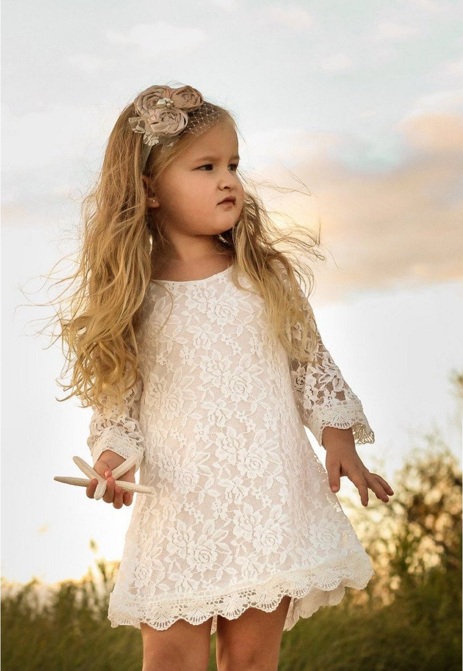 Cutiego Rustic Flower Girl Dress (2T, White)
