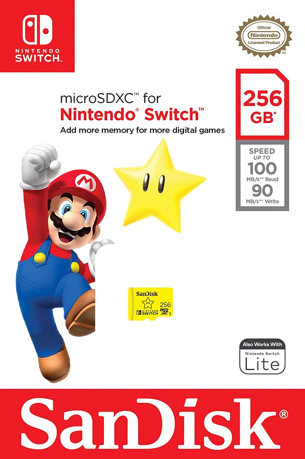 (1 Pack) SanDisk 256GB MicroSD Nintendo Switch Micro SDXC Memory Card for Switch & Switch Lite SDSQXAO-256G Bundle with (1) GoRAM Plastic Case