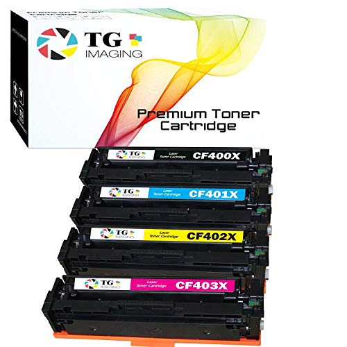 (4 Color Set, BCYM) Compatible 201X CF400X 201A Toner Cartridge CF401X CF402X CF403X for HP Color Pro MFP M277 M252 M274n Printer (High Yield, Black 2,800; Color 2,300 Pages), by TG Imaging