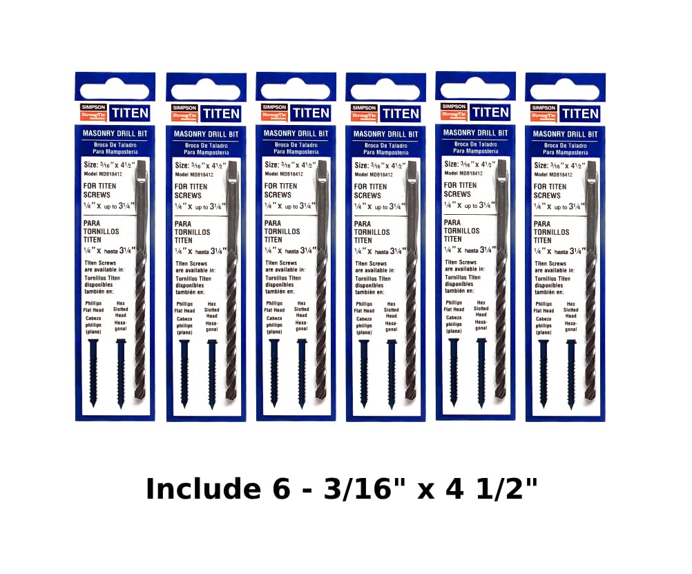 ((Qty 640) Concrete Screws 3/16” x 1 1/4” P/Flat Head for Anchoring to Masonry, Block or Brick Stucco 64 Pack 6 Drill Bits
