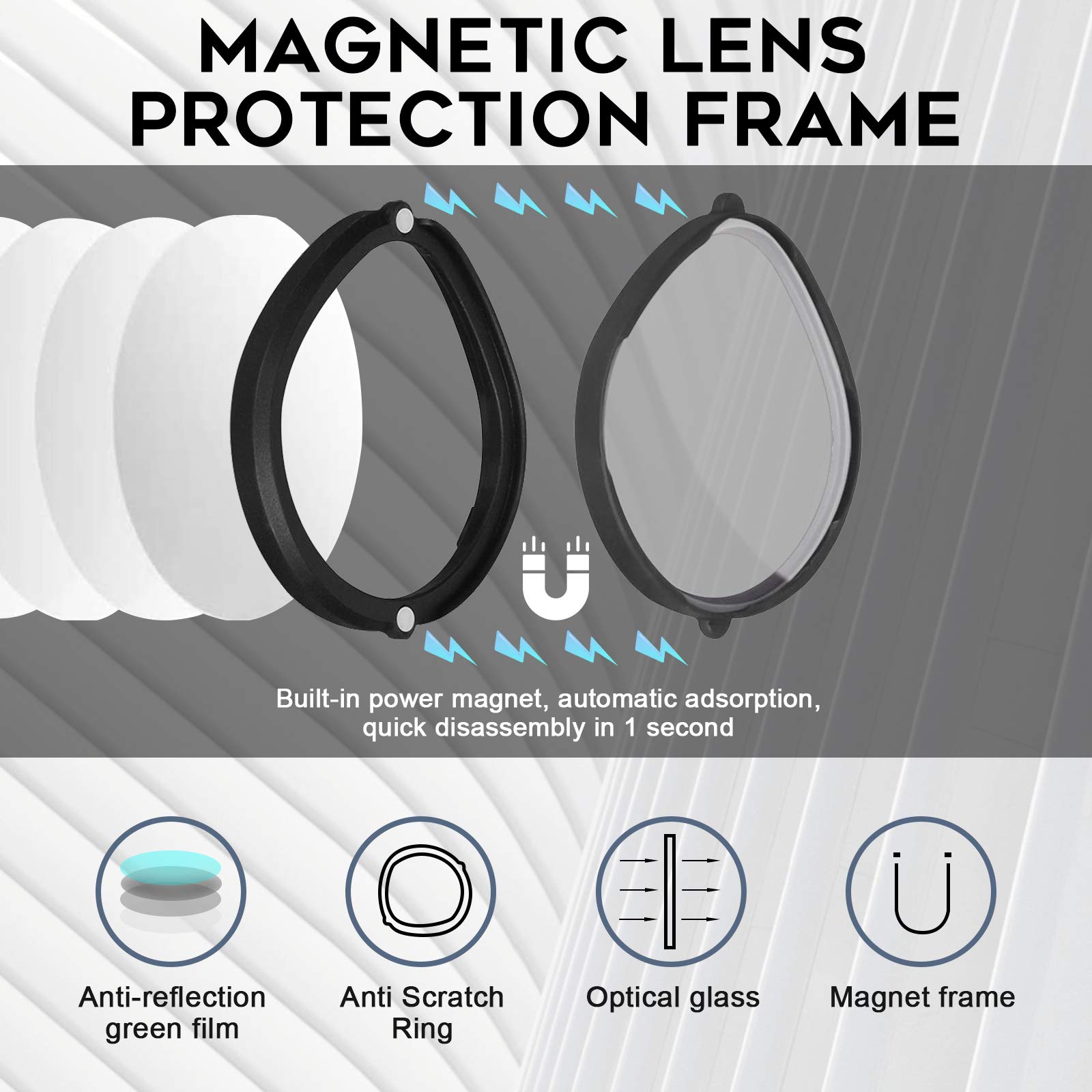(1 Set) Seltureone Anti-Blue Light Lens Frame Compatible for Quest 2, Eyes Protective Glasses Accessories Set for Quest 2, with VR Lens Dust Proof Cover and Silicone Face Cover, Black