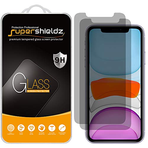 (2 Pack) Supershieldz Designed for Apple iPhone 11 and iPhone XR (6.1 inch) (Privacy) Anti Spy Tempered Glass Screen Protector, 0.33mm, Anti Scratch, Bubble Free