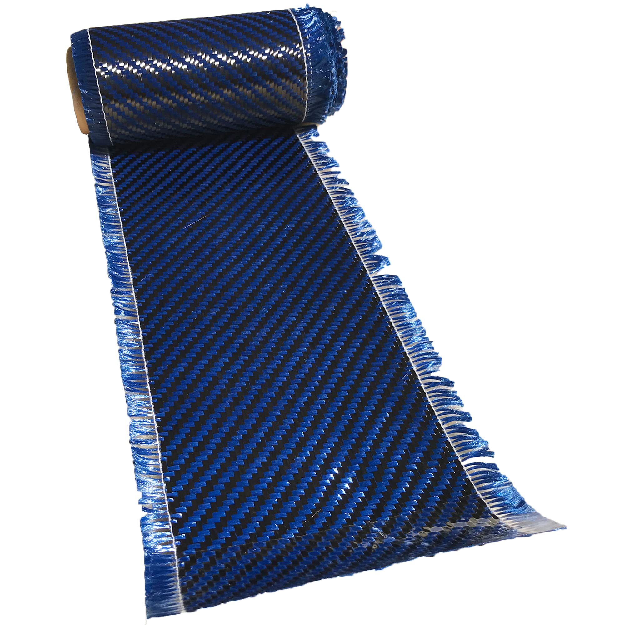 (1 ft -25 ft Rolls) KARBXON - 12 in - Carbon Fiber Aramid Fabric - Blue - 3K - 240g/meter - Twill Weave - Advanced Cloth Fabric - Rolled 12β Wide Hemmed Fabric for Repair, Drones, RC & DIY Projects