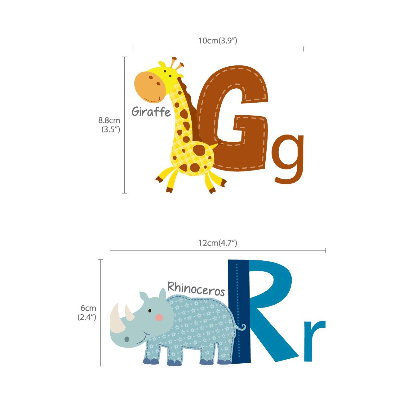 DECOWALL DS-8002 Animal Alphabet Kids Wall Stickers Wall Decals Peel and Stick Removable Wall Stickers for Kids Nursery Bedroom Living Room (Small) Decor