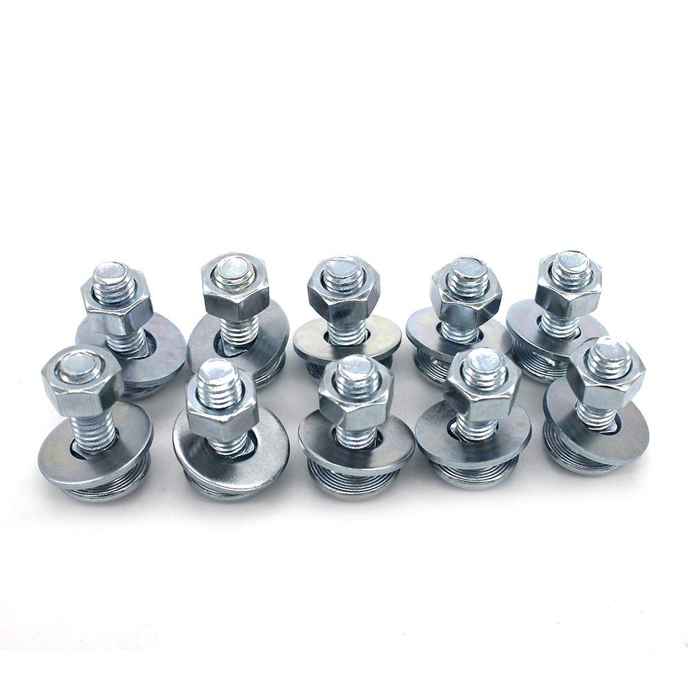 (10 pc) 1/4-20 x 1 Long Square-Neck Carriage Bolts Set w/Nuts & Washers,Zinc-Plated,Carbon Steel Grade 2,by Fullerkreg