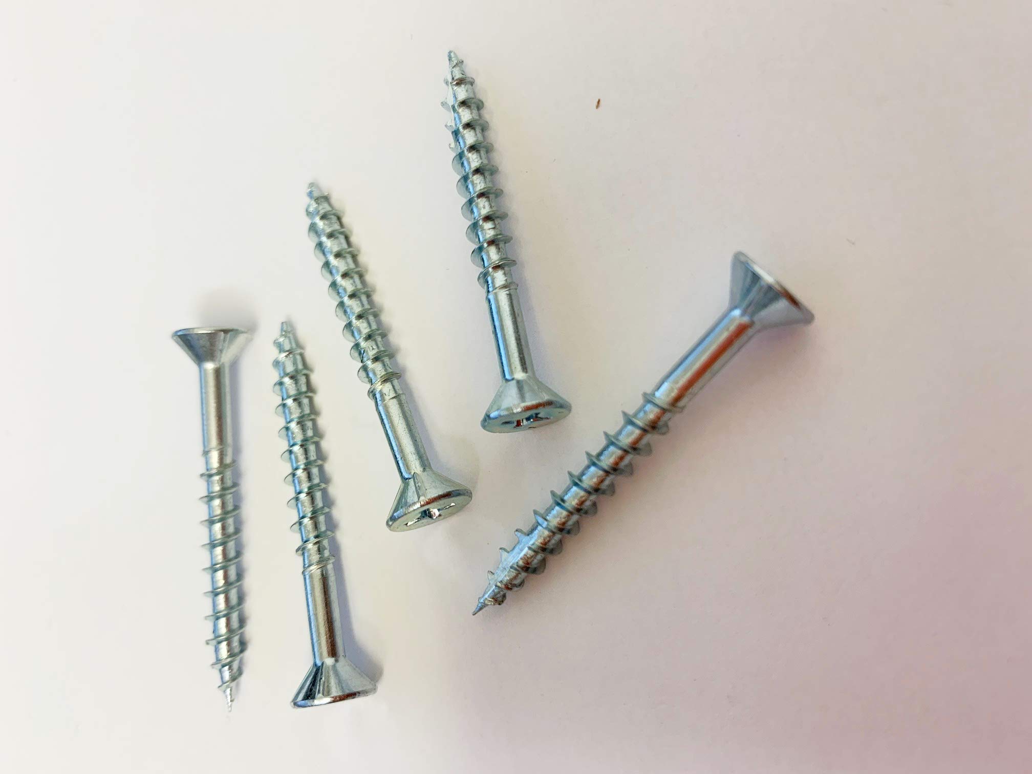 (1,000 Screws) #8 1-1/2" Screws 8x1-1/2 inch 38mm Woodworking Screws #2 Philips Phillips Flat Head Wood Screws Auger Point Deep Thread Countersinking Nibs Zinc Plated PBS T17 Cabinets + Interior