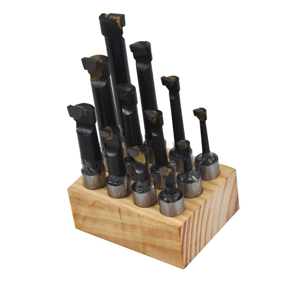 findmall 5/8" Boring Bar Set 12 Pcs Carbide Tipped Bars 5/8" Shank Lathe Tool Milling Tools Kit with Base