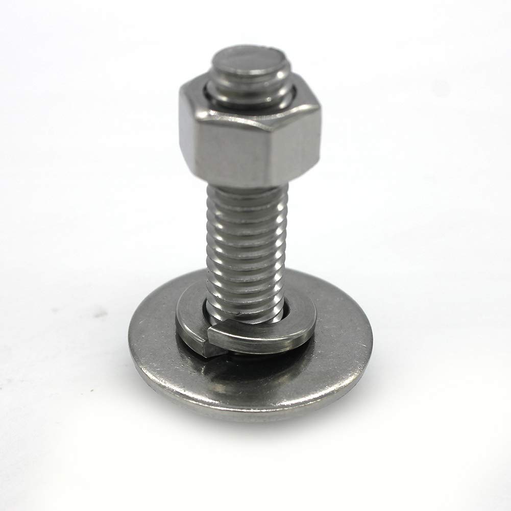 (10 Sets) 5/16-18x2" Stainless Steel Hex Head Screws Bolts, 5/16 Nuts, 5/16 Flat Washer & 5/16 Lock Washers, 18-8 (304) S/S, Fully Threaded by Bolt Fullerkreg