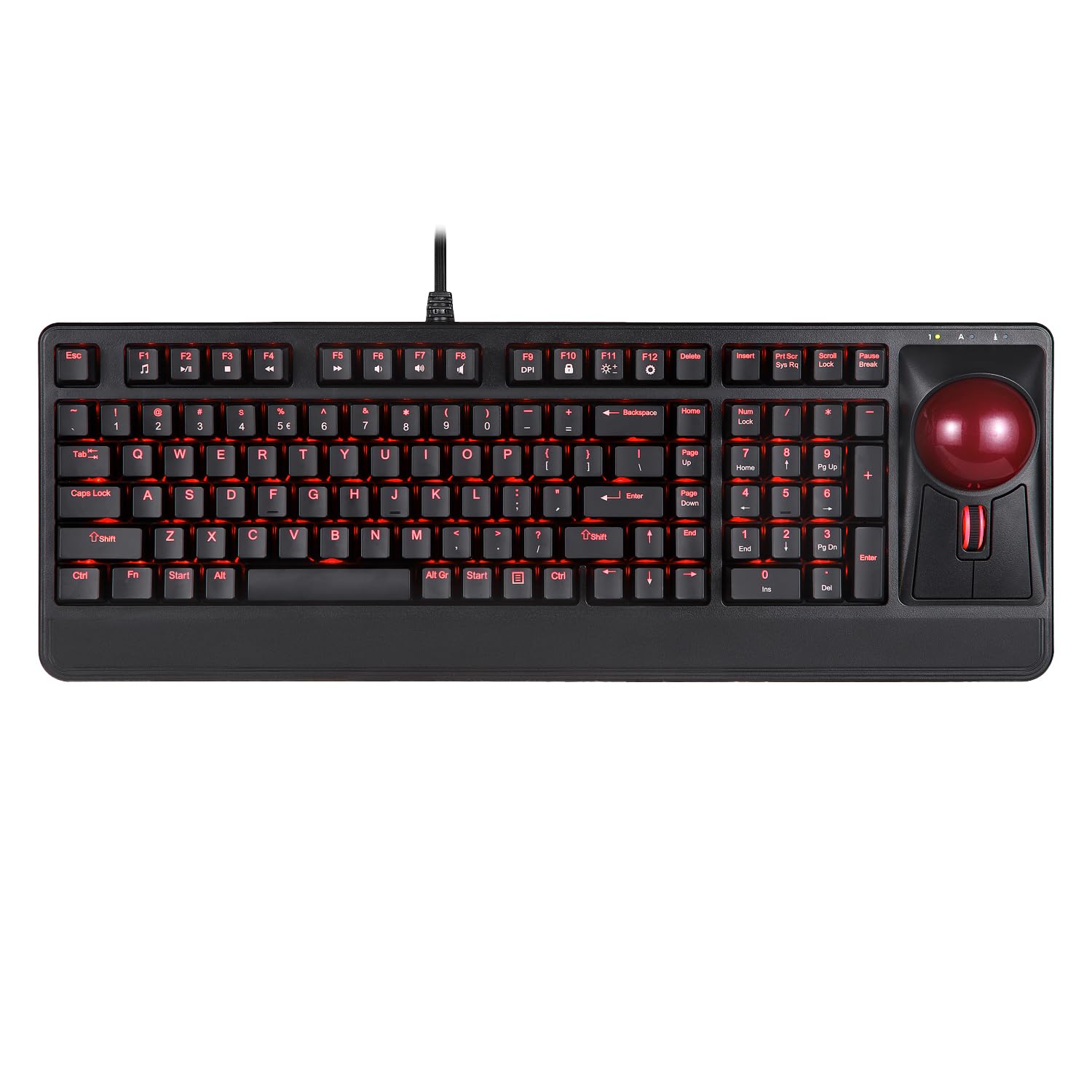 Perixx Periboard-322 Wired Mechanical Trackball Keyboard with 2 Hubs, 2.17 Inch Large Trackball, RGB Backlit Design, US English Layout (PB-322BUS-11577)