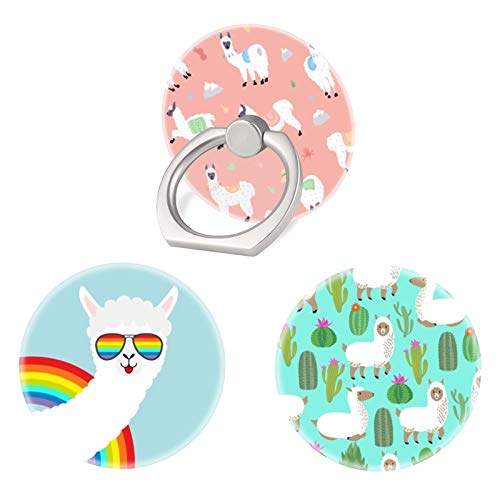 (3 Pack) Mobile Phone Ring Holder Finger Grip,Alpaca Llama Animal Cactus Cell Phone Stand Collapsible Kickstand Compatible with All Smartphone