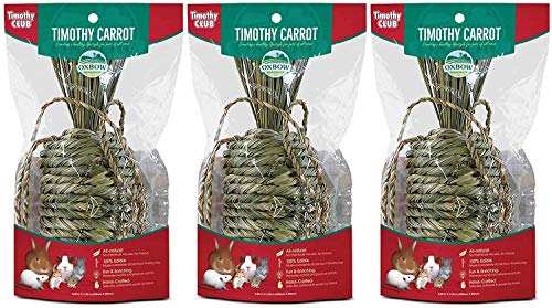 (3 Pack) Oxbow All Natural Woven Hay Timothy Club Carrot Fun Pet Habitat