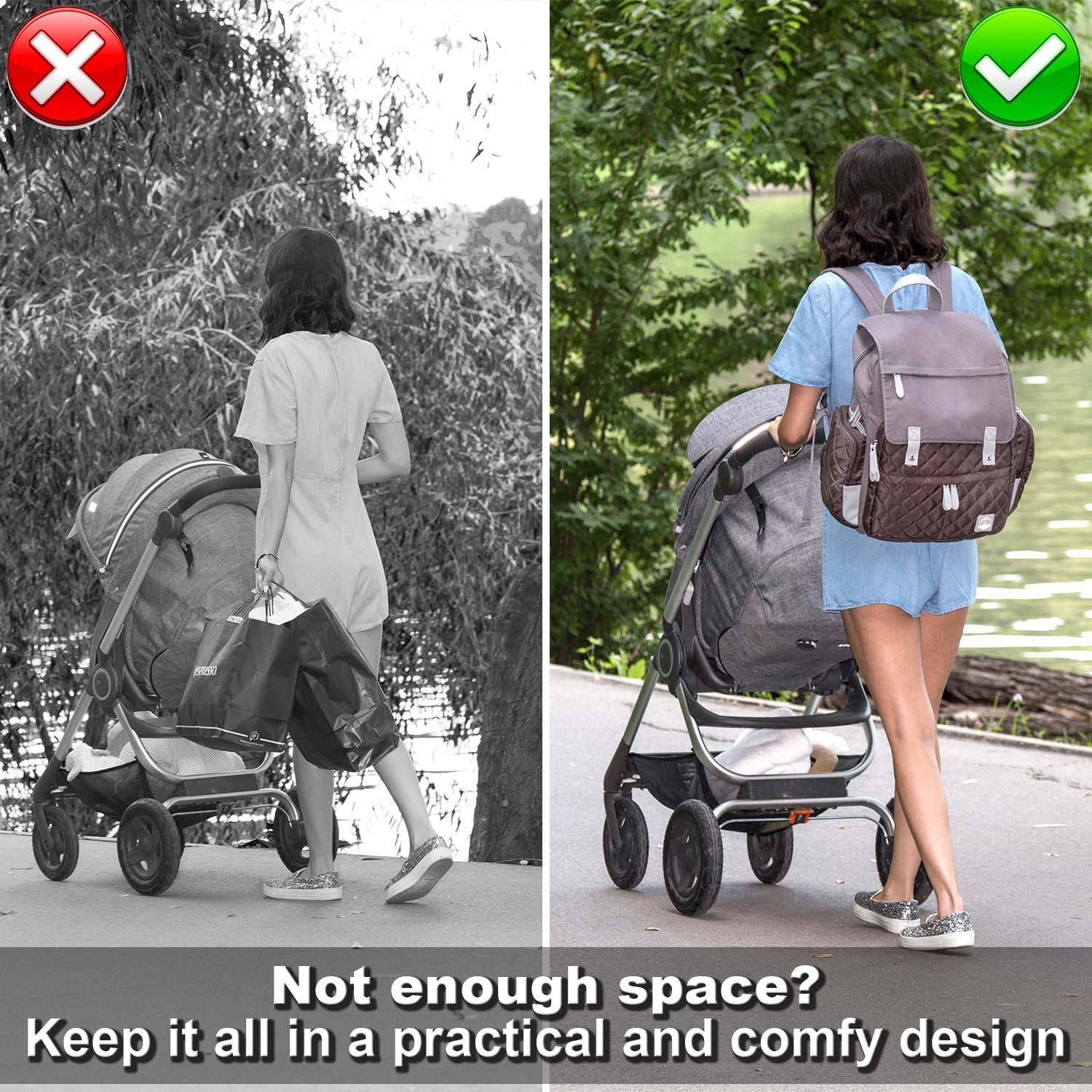 Baby Diaper Bag Backpack with Waterproof Changing Pad Ideal for Mom and Dad,Large Multifunctional Nappy Changing and Travel Bag For Boys and Girls with Stroller Connector and Laptop/Tablet Pockets