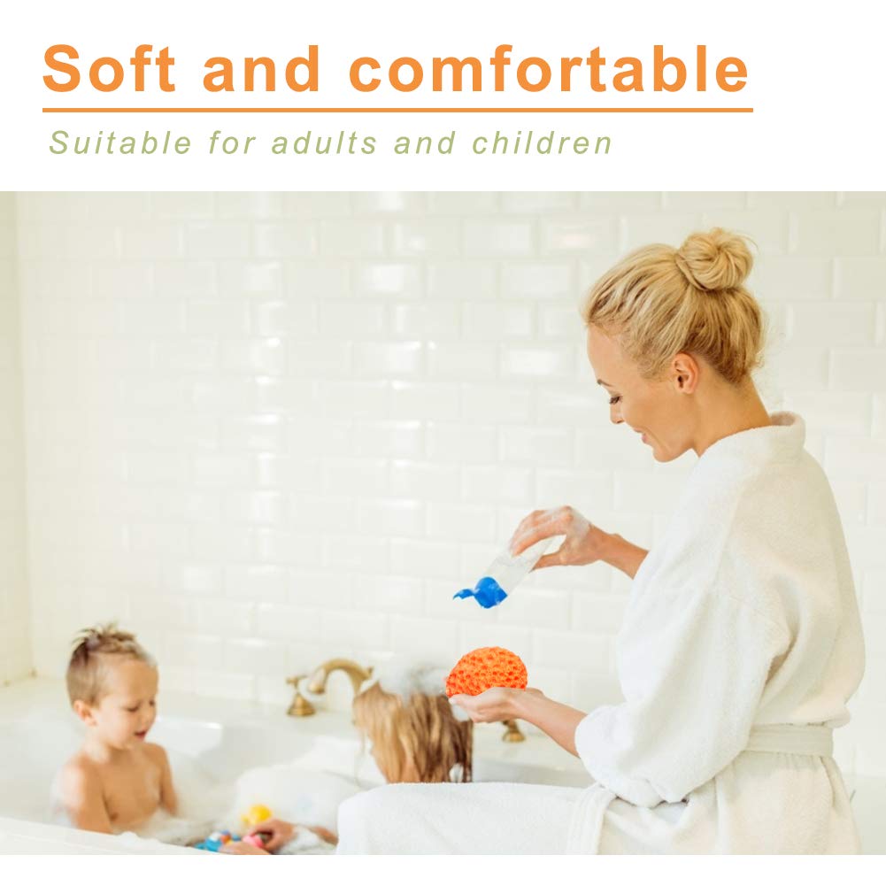 3 Pack Natural Bath Sponges, Loofah Shower Sponge Body Scrubber Exfoliating Cleaning Body Sponge for Men Women Kids