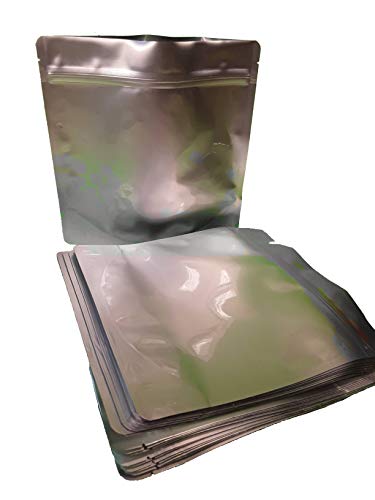 (50pcs) MRE (Meal,Ready-to-Eat) Stand-up Mylar Bag with Re-sealable zipper for Long Term Food Storage, 8.5”x8.5” / (Strong 7 mil/180 micron Thick)