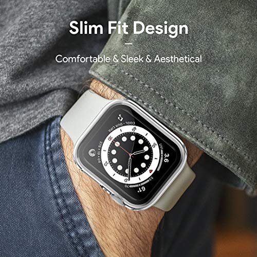 2 Pack HATOSHI for Apple Watch Case 40mm Series SE, 6, 5, 4 with Built-in Tempered Glass Screen Protector, Ultra-Thin All Around Protective Glass Screen Cover for iWatch 40mm, Clear