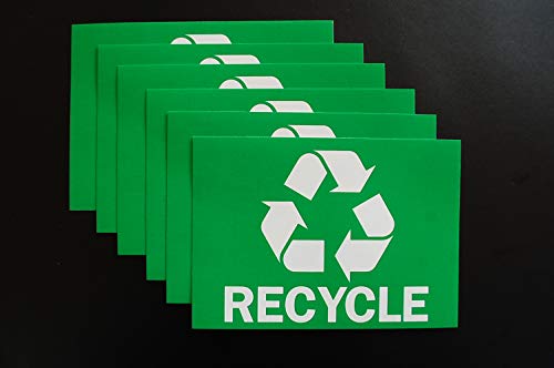 (6 Pack) Recycle Stickers Trash Bin Sticker Label - 5" X 3.5" - Waterproof Garbage Waste from Recycling - Great for Metal Aluminum Steel or Plastic Trash Cans - Indoor & Outdoor (X6PS8)