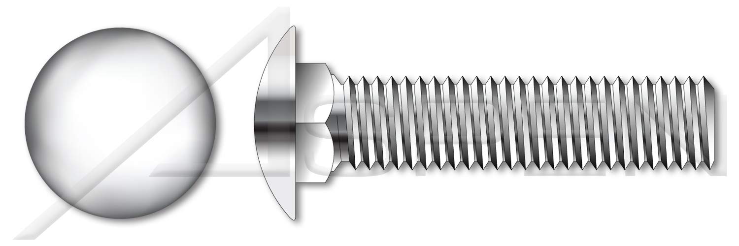 (100 pcs) M6-1.0 X 150mm, DIN 603 / ISO 8677, Metric, Carriage Bolts, Round Head, Square Neck, Full Thread, A2 Stainless Steel