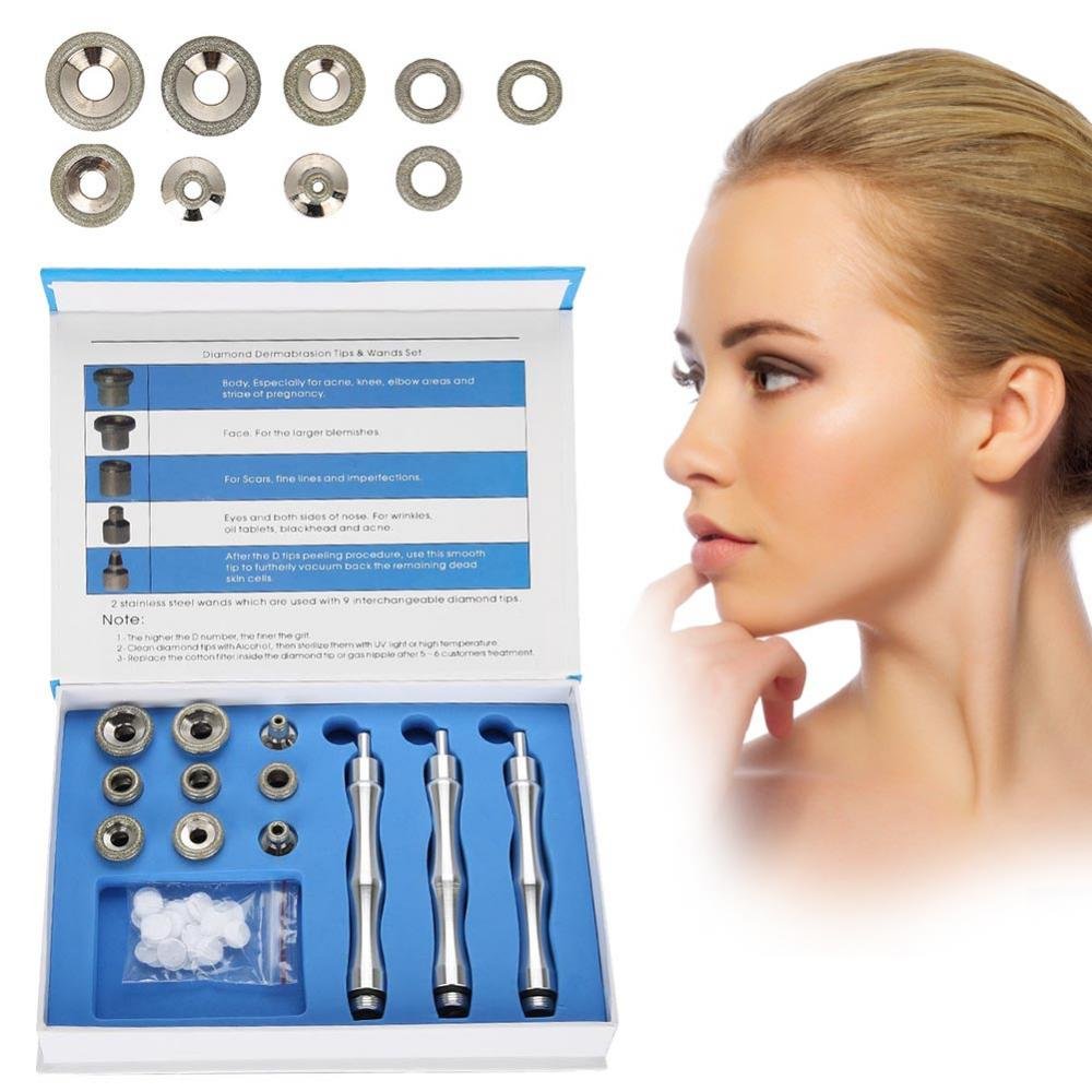 Peeling Tips, Replacement Skin Grinding Tips with Handle Stainless Steel Filter Set Beauty Machine Set