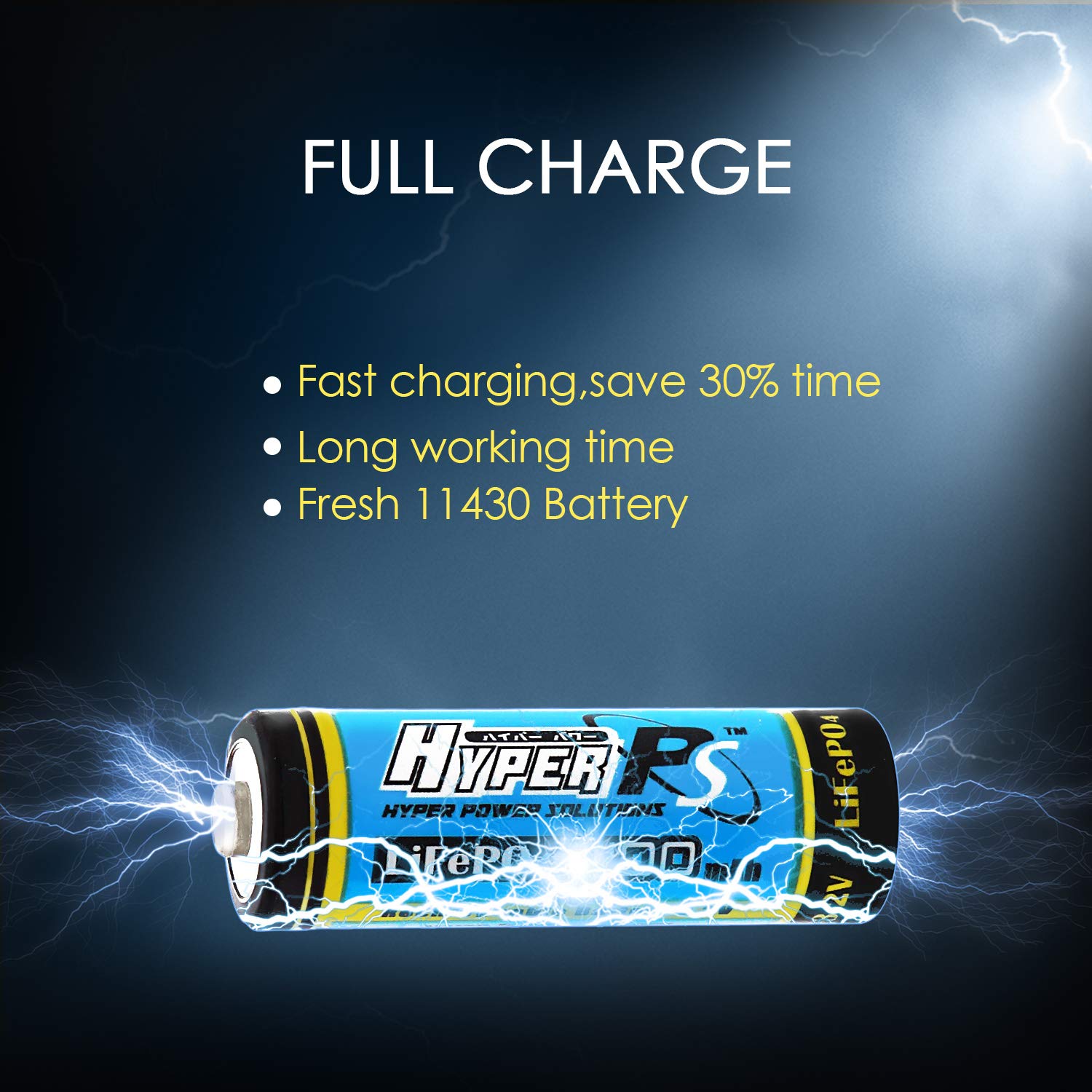 (12-Pack) HyperPS 3.2V LiFePo4 14430 (14 x 43mm) 400mAh Rechargeable Battery for Solar Panel Light, Tooth Brush, Shaver, Flashlight