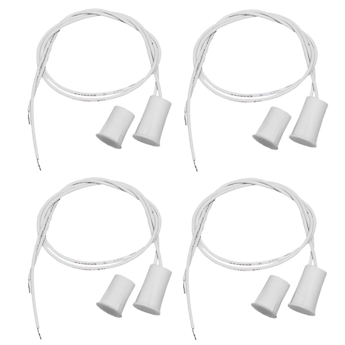 bnafes Recessed Security Alarm Contacts Door Window Sensor Magnetic Reed Switch White 4Pcs