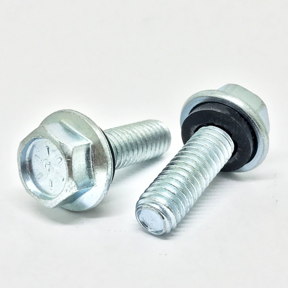 (1000) 5/16-18x3/4 Grade 8 Flange Grain Bin Steel Building Bolts Zinc with Rubber Washer