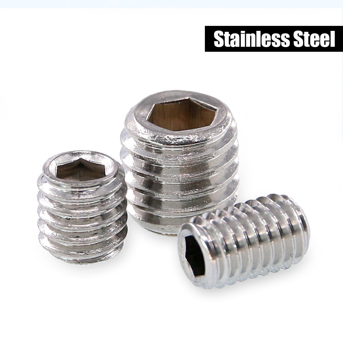 Swpeet 350 Pcs Stainless Steel Allen Head Socket Hex Grub Screw Assortment Kit, Including 10 Sizes M3/4/5/6/8 Stainless Steel Internal Hex Drive Cup-Point Set Screws for Door Handles