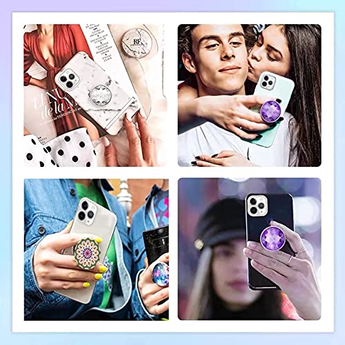 (6 Pack) Cellphone Stand,Cell Phone Finger Foldable Holder Grip for Smartphones and Tablets - Black White Pink Unicorn Blue Galaxy Marble Mandala