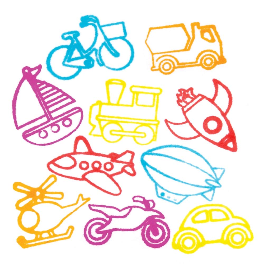 Baker Ross Transport Self Inking Stampers - Pack of 10, Ink Stamps, Stamp Set for Children, Ideal for Kids Arts and Crafts Projects (AW720)