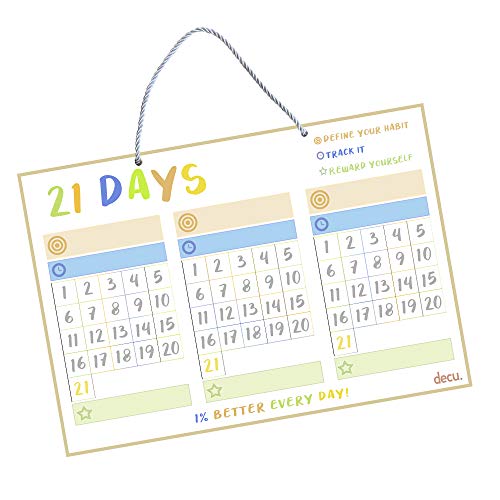 21 Days - Dry-Erase Habit Tracker to Build Good Habits and Routines - Hanging Chart